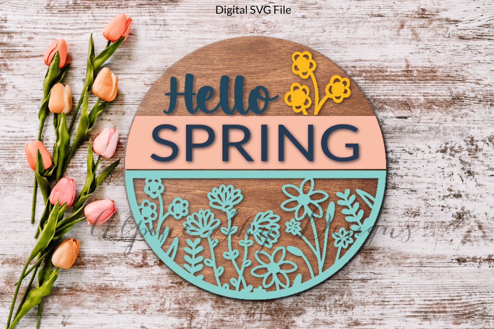 Hello Spring Sign SVG | Spring Glowforge Files | Hello Spring Door ...