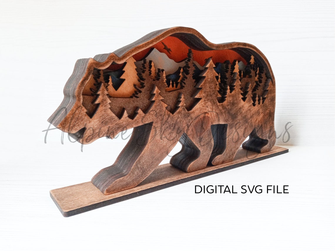 Bear SVG Layered | Bear SVG Files | Bear Mountain Svg | Bear Forest Svg ...
