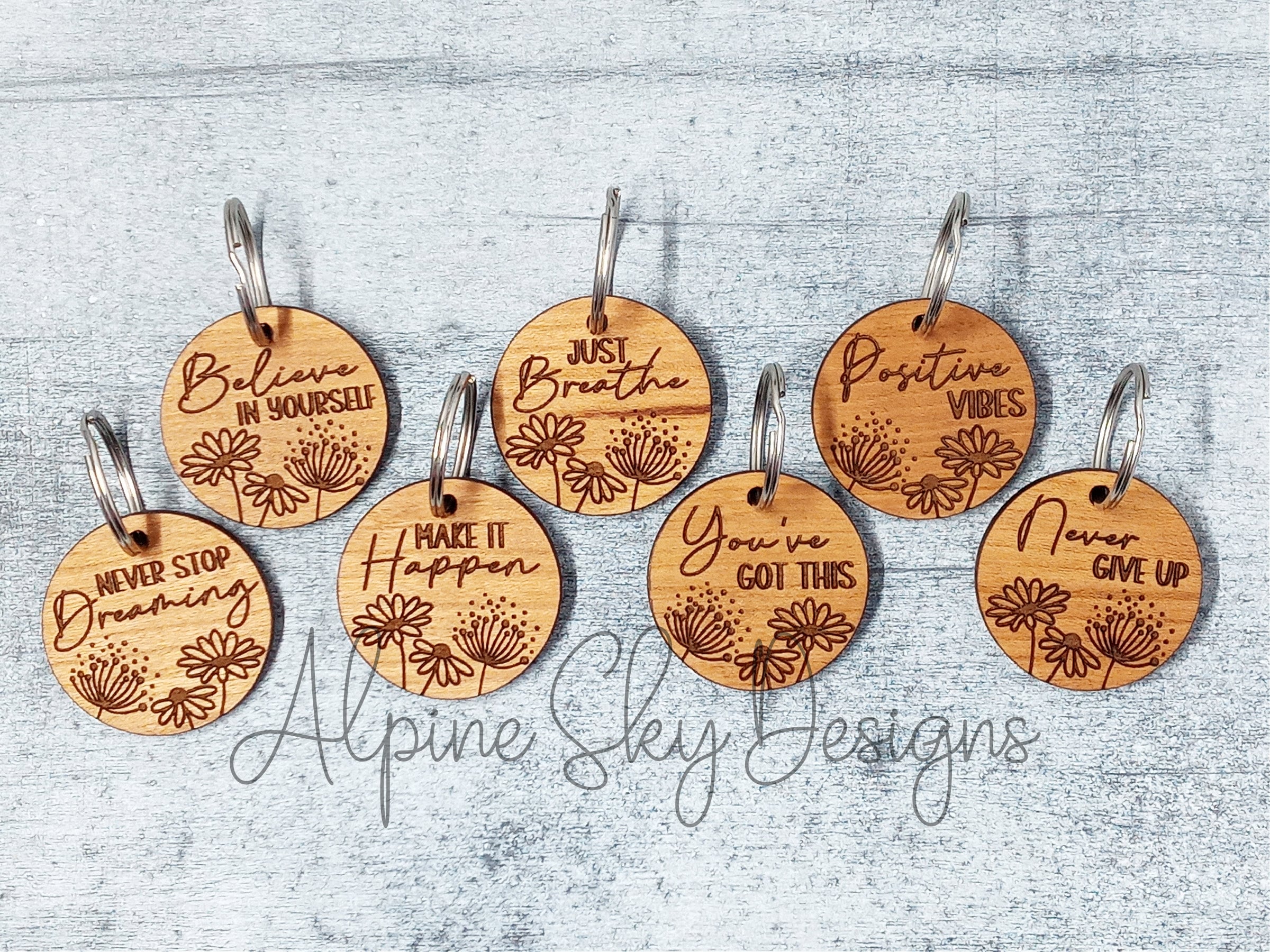 Glowforge Keychain SVG Bundle With Sayings | Motivational Positive ...