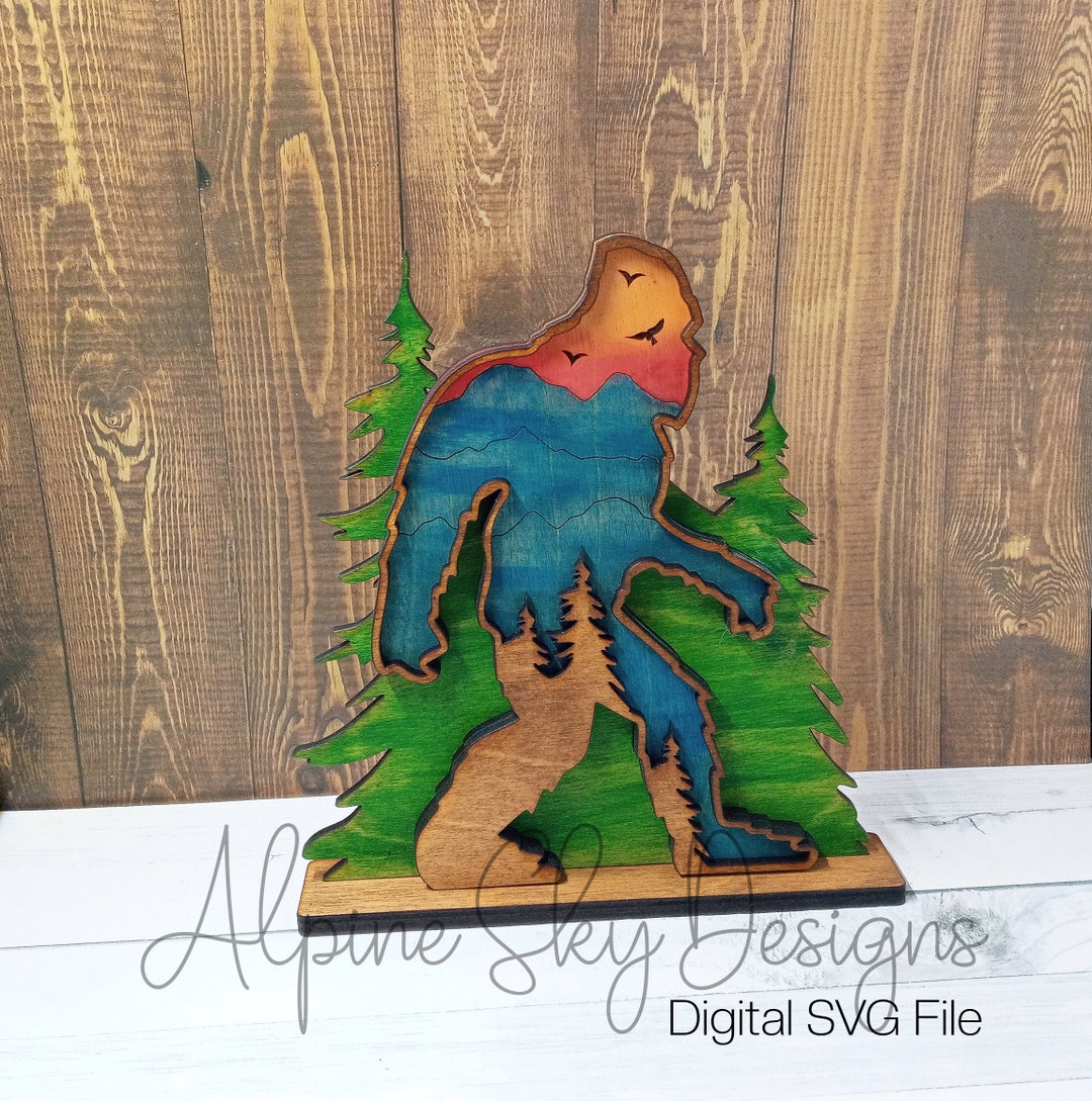 Layered Bigfoot SVG File for Glowforge | Sasquatch SVG File | Bigfoot ...