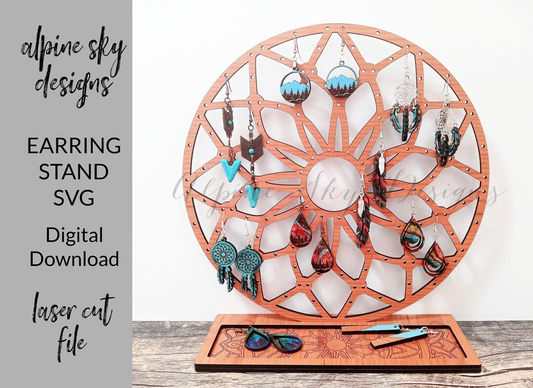 Earring Stand SVG Glowforge | Earring Stand Display SVG | Earring ...
