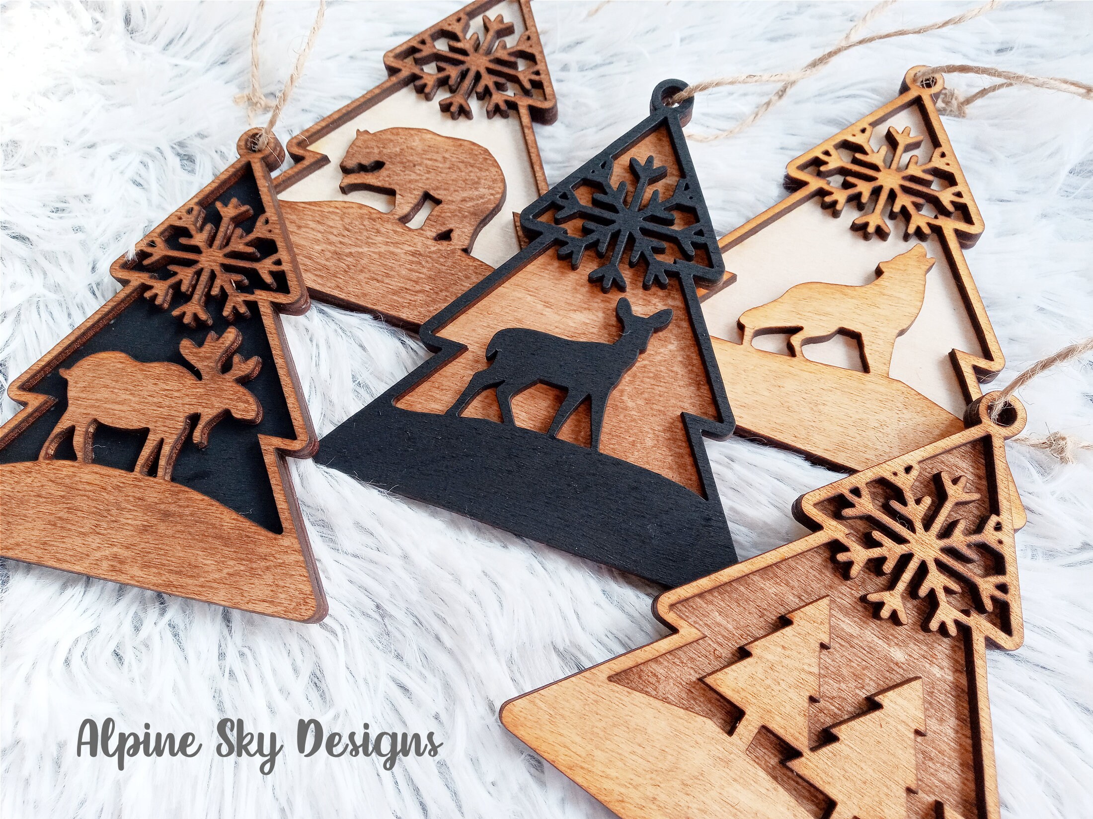 Glowforge Ornament SVG Set of 5 | Christmas Ornament SVG for Laser ...