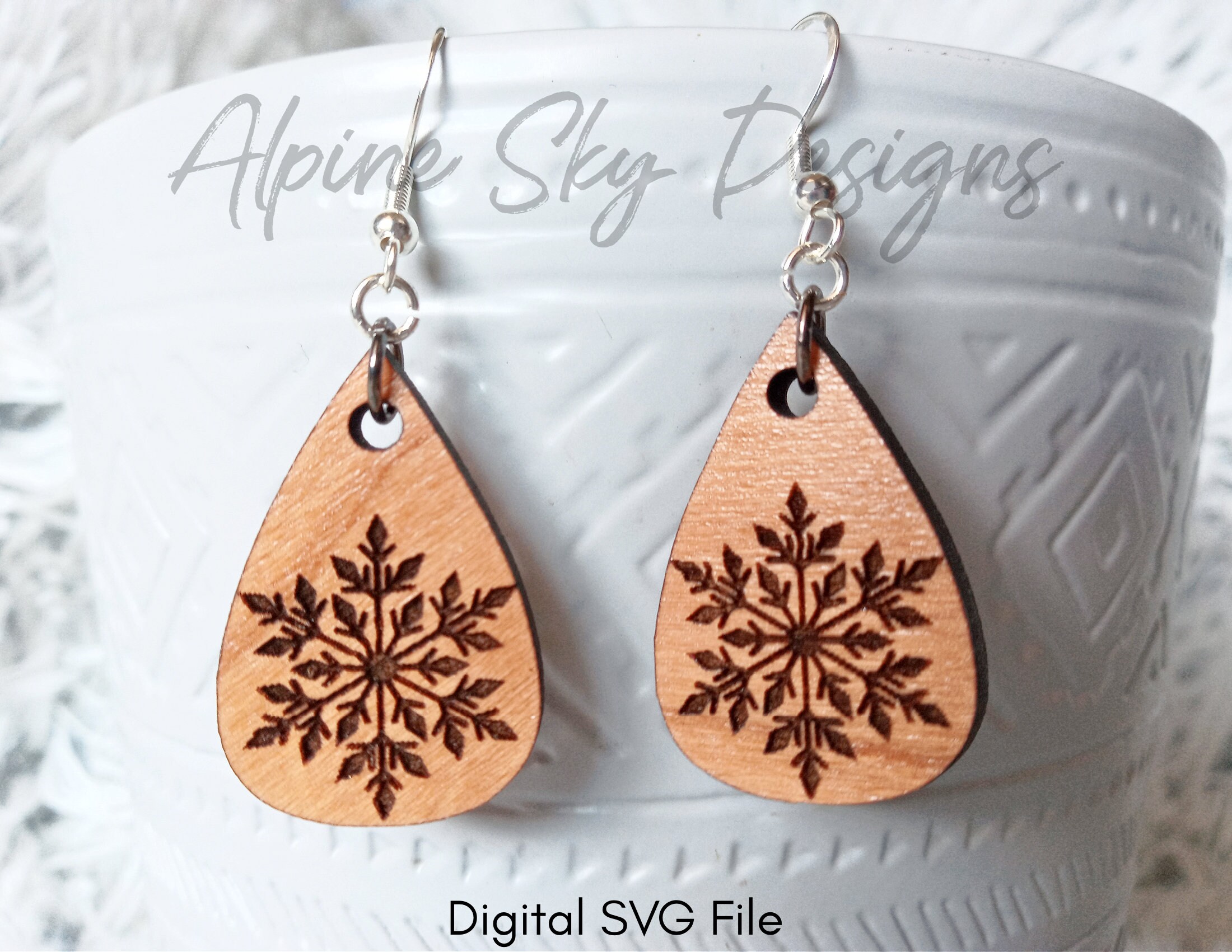 Snowflake Earrings SVG | Winter Earring SVG | Holiday Earring SVG File ...