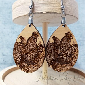 Engraved Chicken Earring SVG Chickens SVG Glowforge Laser Chicken ...