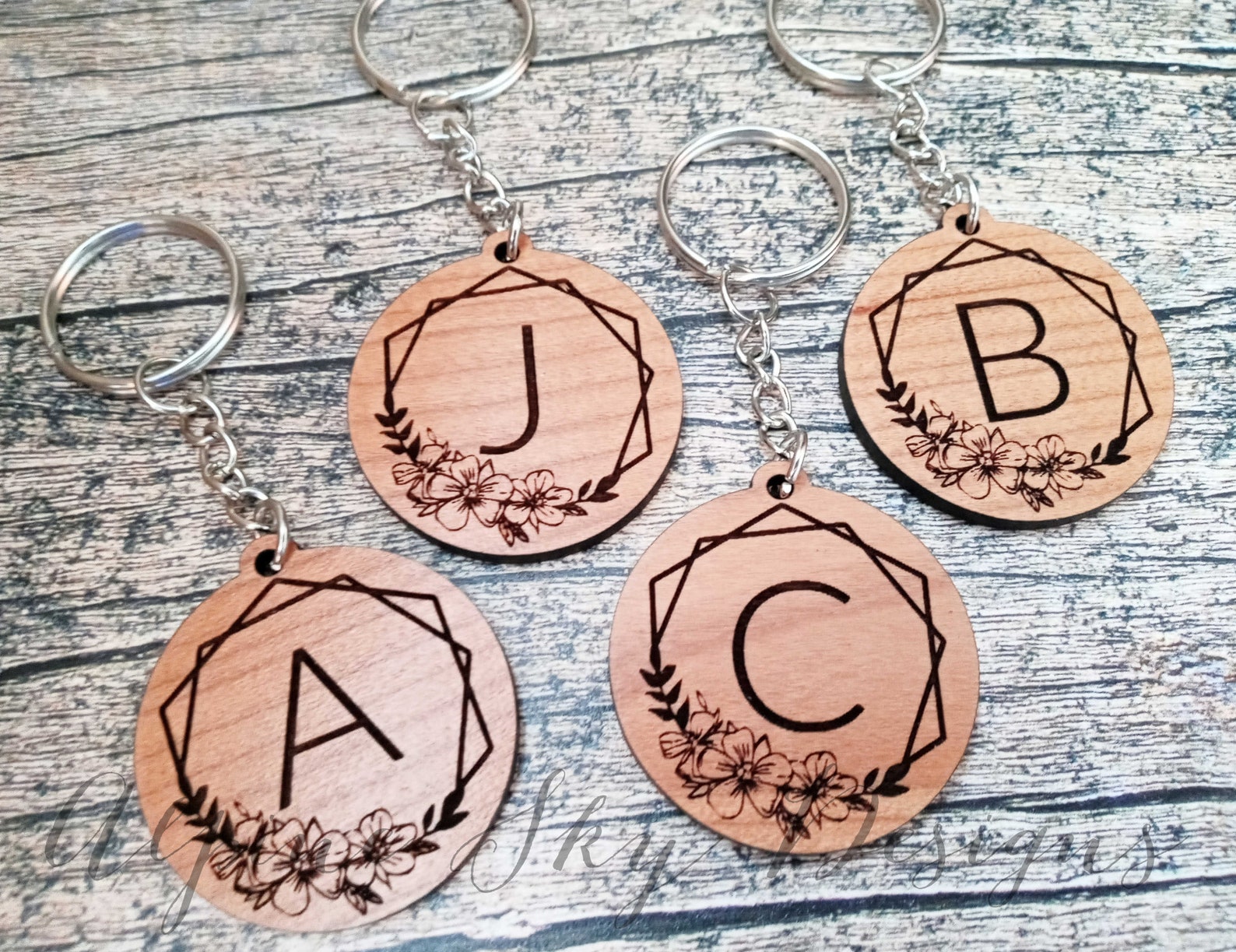 Floral Monogram Keychain SVG Floral Keychain SVG Letter - Etsy