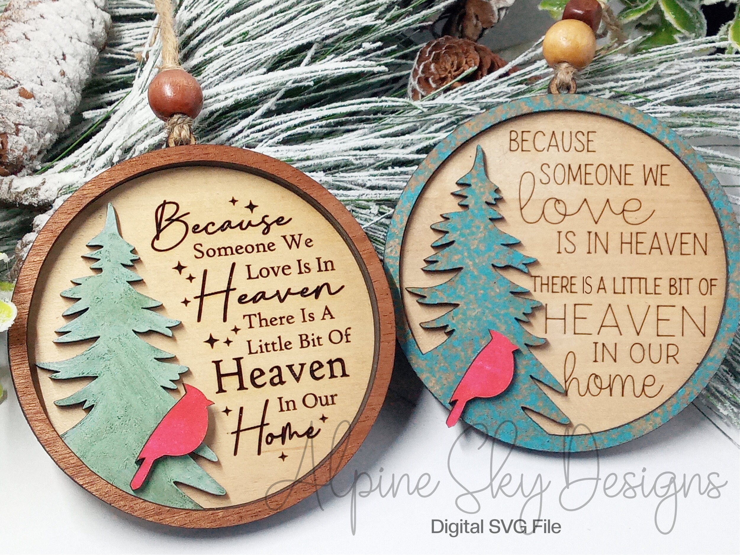 Memorial Ornament Svg Cardinal Ornament SVG Laser Memorial - Etsy