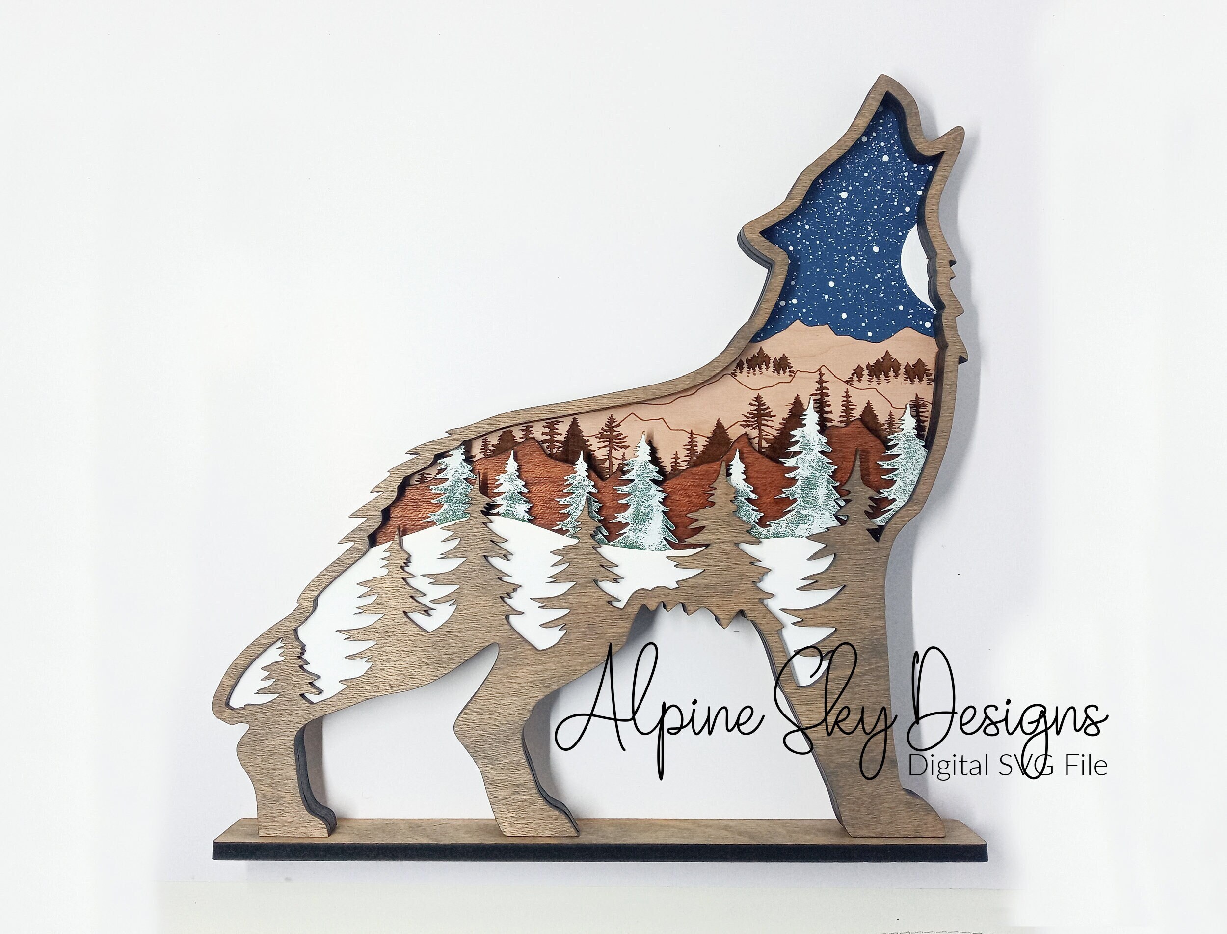 Layered Wolf SVG | Wolf SVG Laser | Layered Glowforge Files | Wolf Svg ...