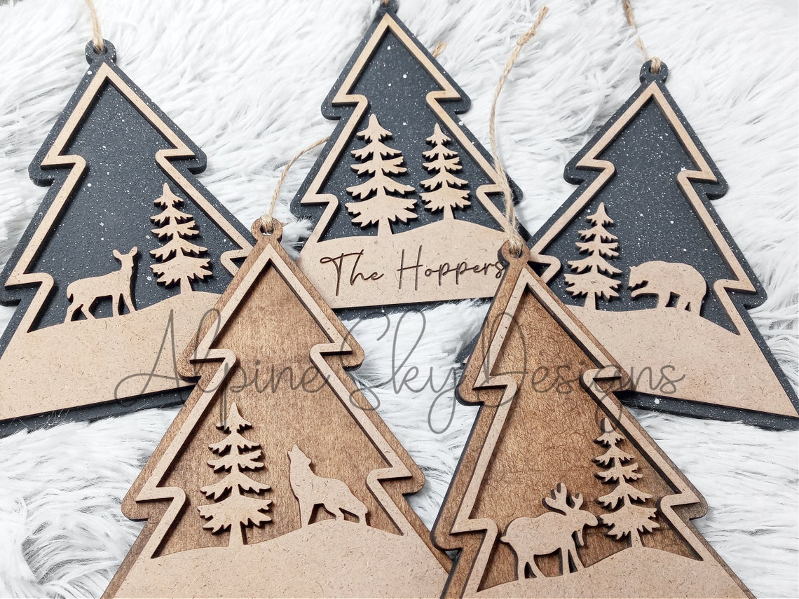 Christmas Ornament SVG Bundle | Glowforge Ornament Files | Deer Bear ...