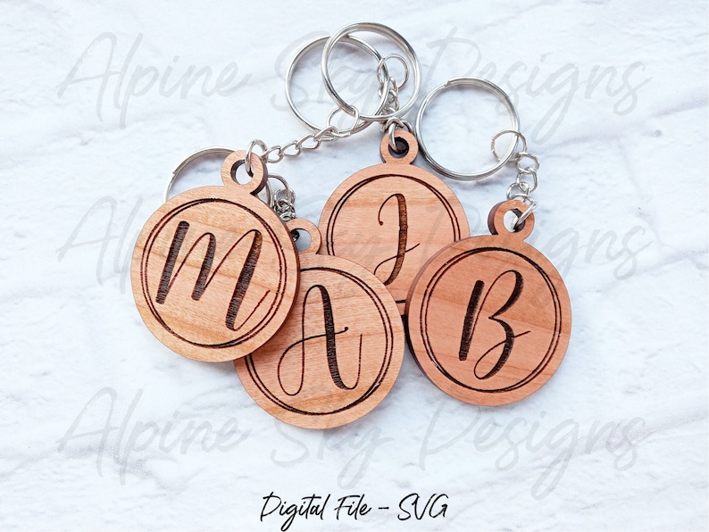 Glowforge Keychain SVG Monogram Keychain SVG Laser Files - Etsy
