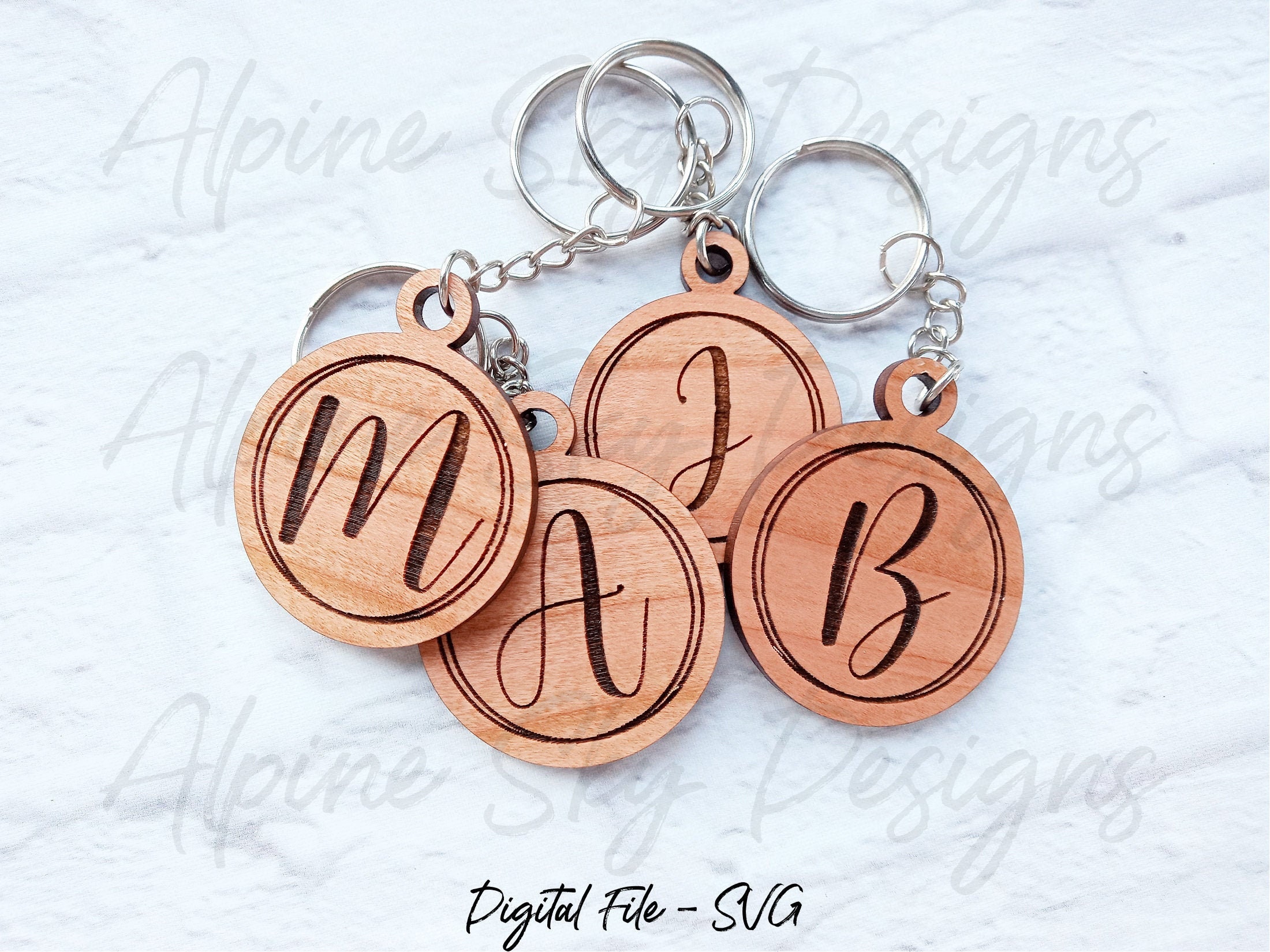 Glowforge Keychain SVG Monogram Keychain SVG Laser Files | Etsy