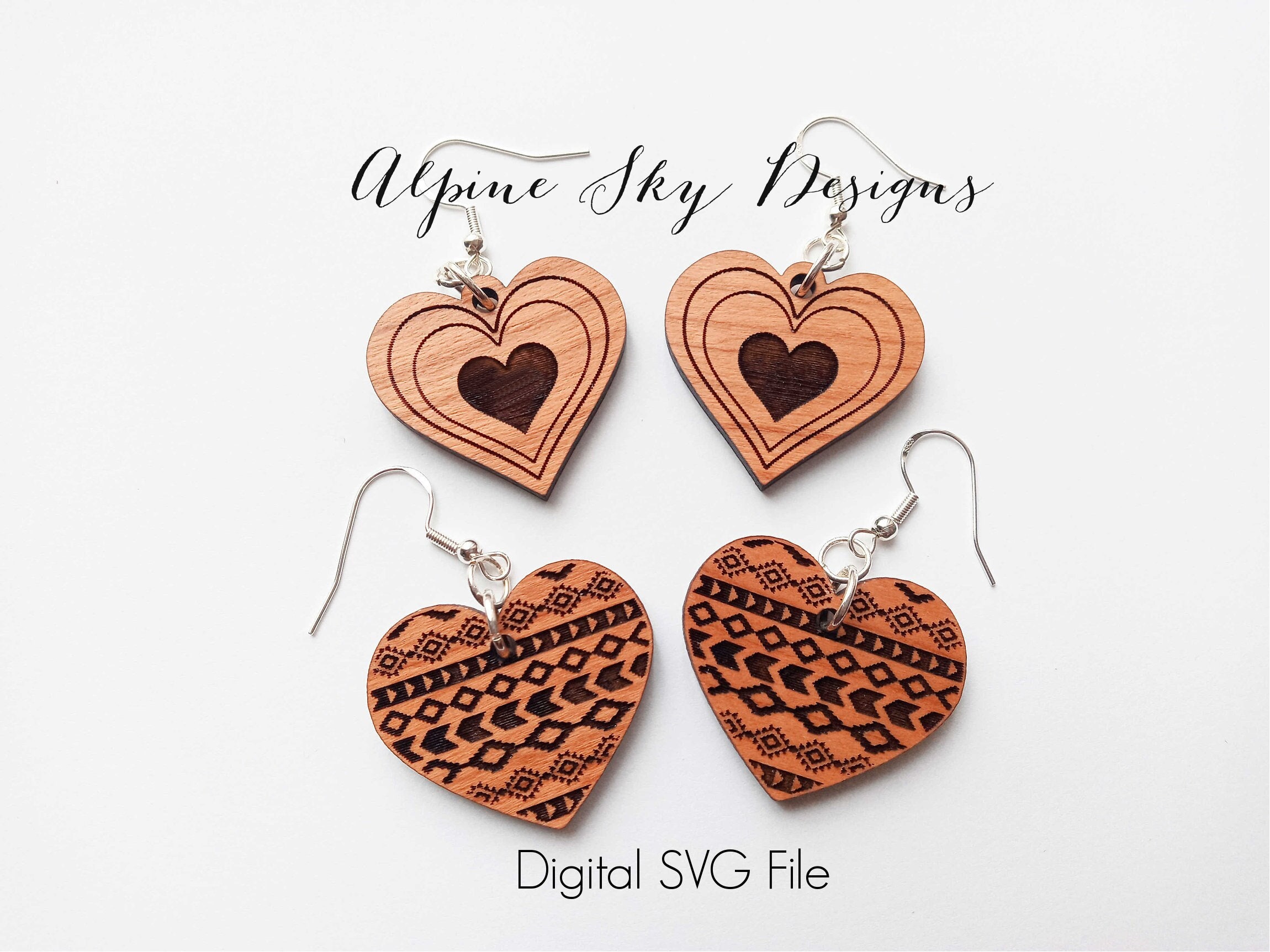 Heart Earring SVG Heart Earrings SVG Glowforge Valentine - Etsy