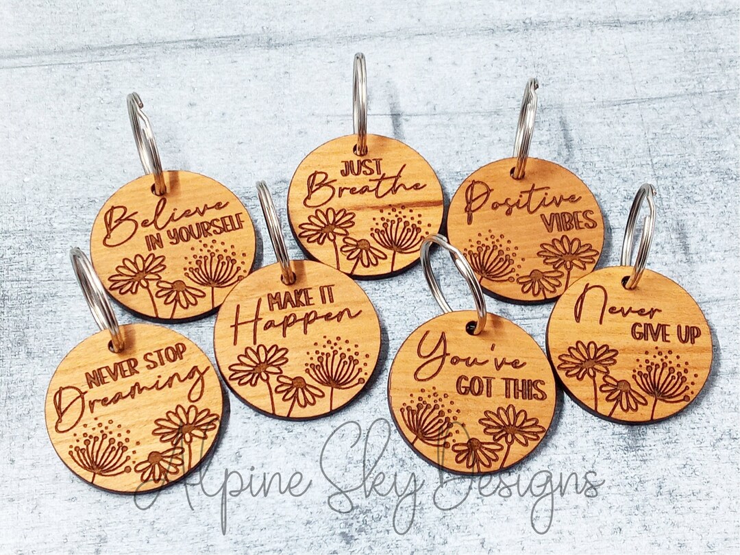 Glowforge Keychain SVG Bundle With Sayings | Motivational Positive ...