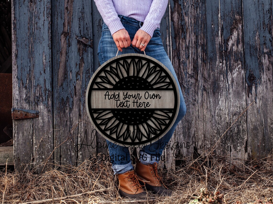 Last Name Sign SVG | Round Sign SVG | BLANK Sunflower Sign Svg ...