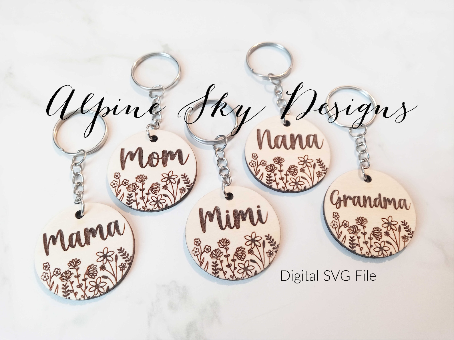 Floral Keychain SVG Bundle Round Keychain SVG Mama - Etsy