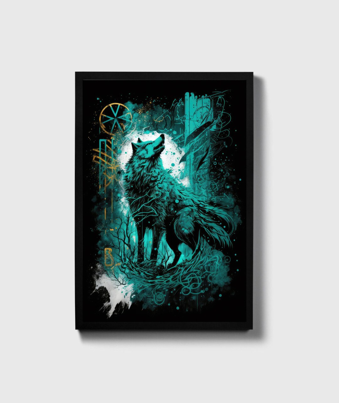 Wolf Graffiti Wall Art, Runic Art Print, Wolf Poster Print, Graffiti ...