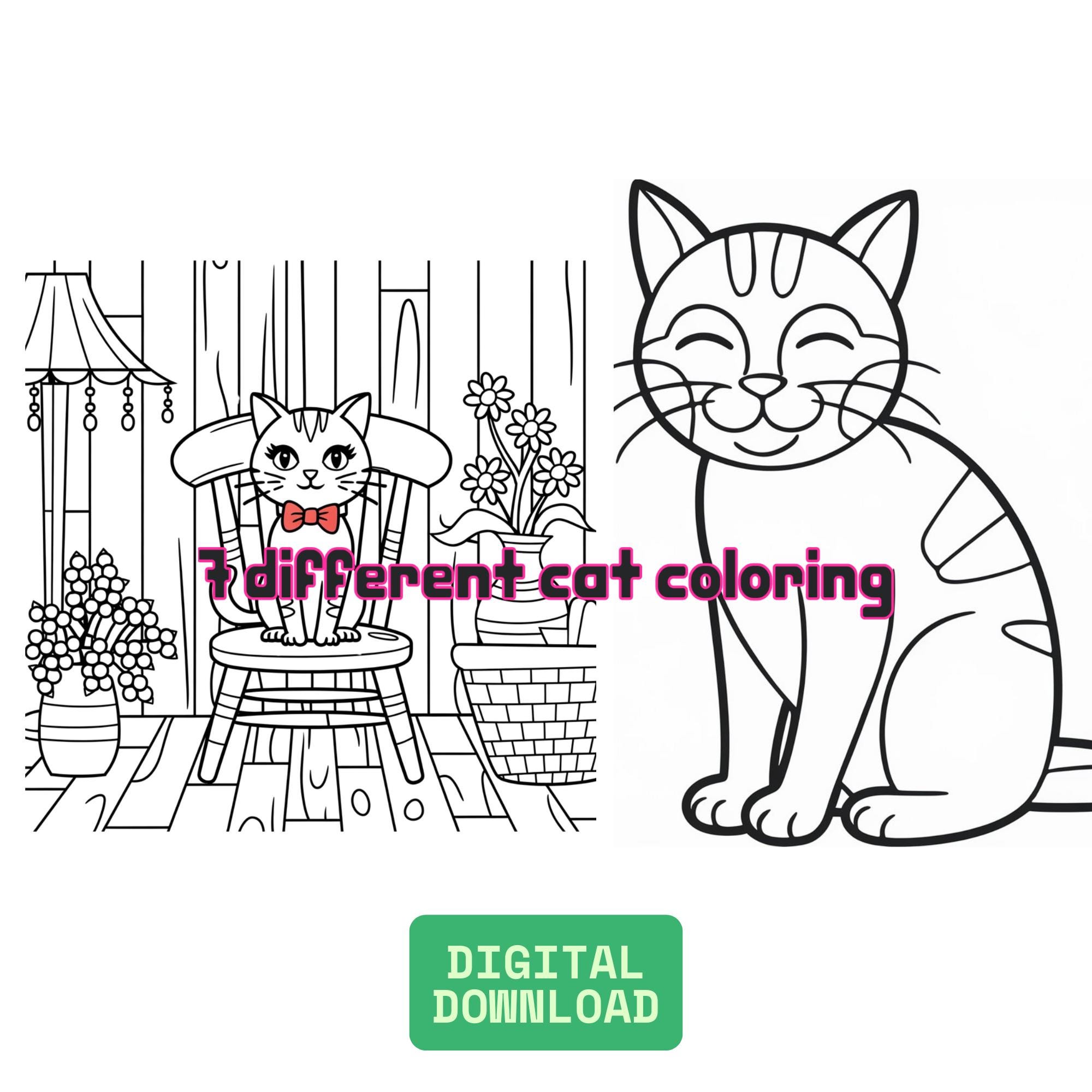 Purr-fect Fun: Printable Kitty Coloring Book With 7 Easy Pages - Cat ...