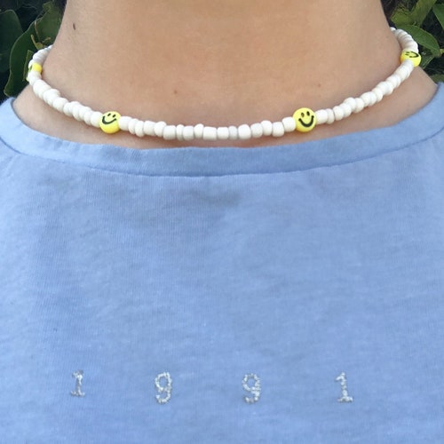 Neon Smiley Face Chain Necklace | Etsy