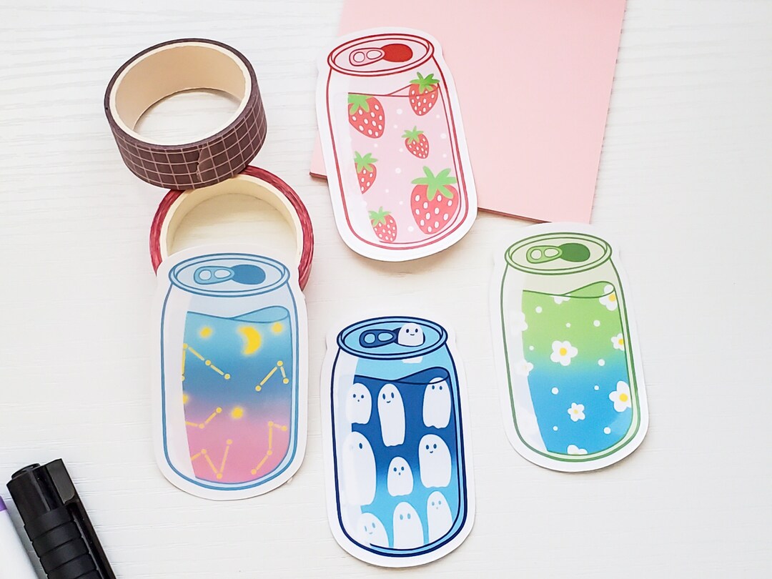 Soda Can Sticker, Soda Sticker, Cute Strawberry Sticker, Cute Ghost ...