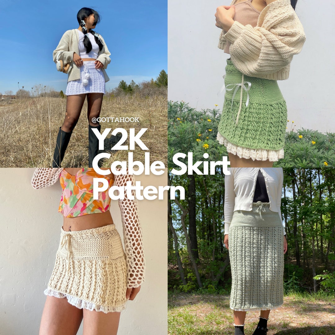 Y2k Cable Skirt Crochet Pattern DIY Crochet Handmade Fashion Digital ...