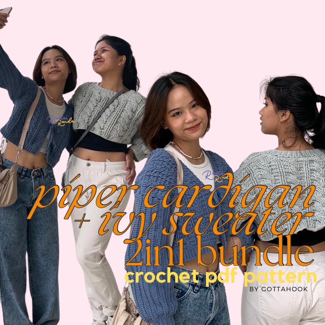 Piper and Ivy Cable Crochet Cardigan & Sweater 2-in-1 Bundle Pattern ...
