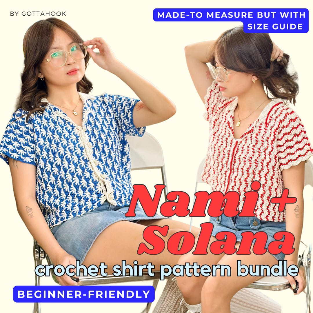 Nami & Solana Crochet Shirt Pattern Bundle – Unisex PDF Patterns | Made ...