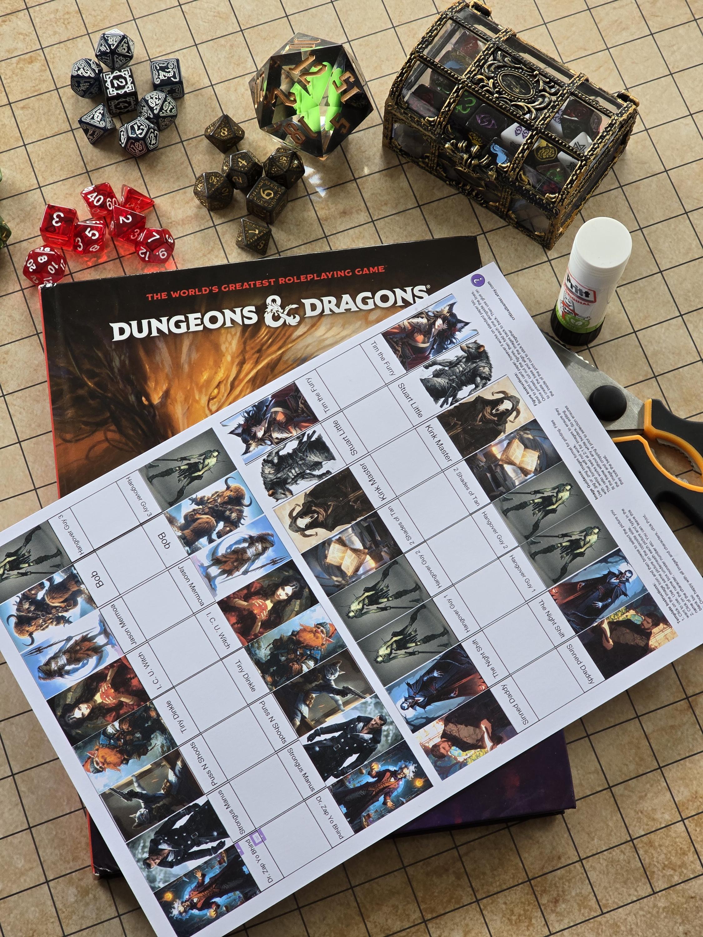 Custom Dnd /RPG Printable 2D Character Miniatures Template | Standard ...