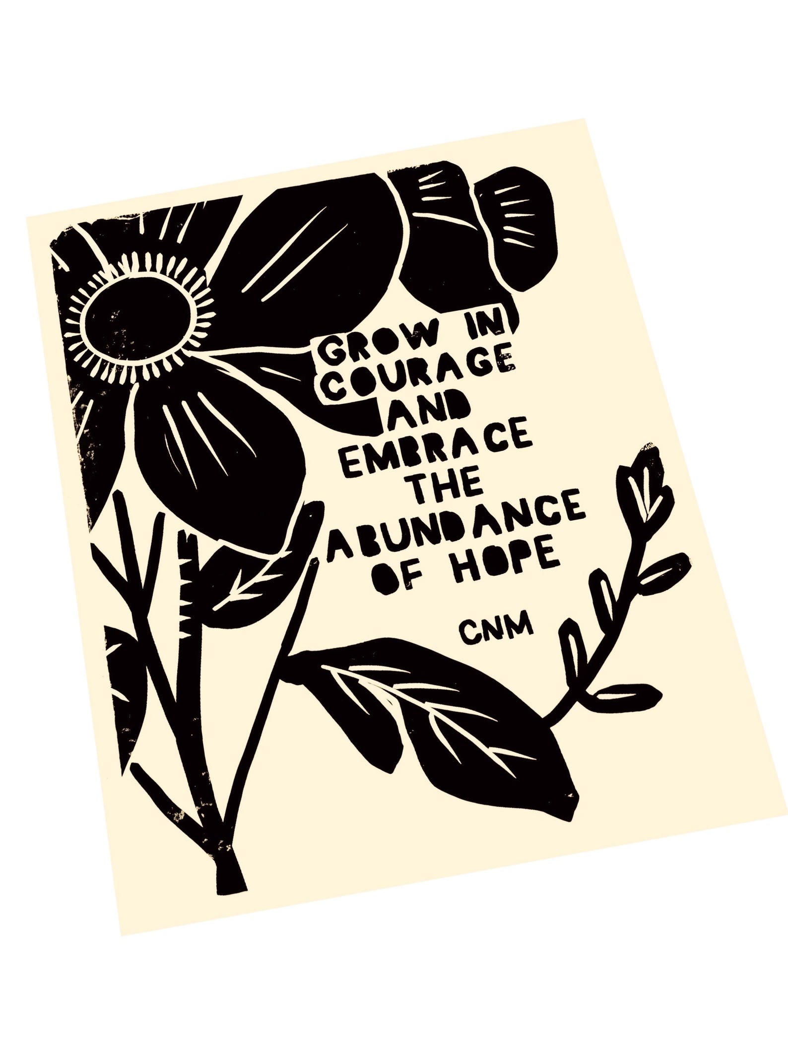 Grow in Courage, Simple Print. Lino Style Illustration. Motivational ...