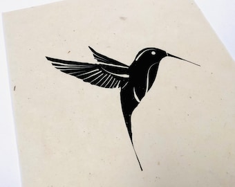 Lino Print Blue Fine Art Illustration Ink Lino Cutting - Etsy