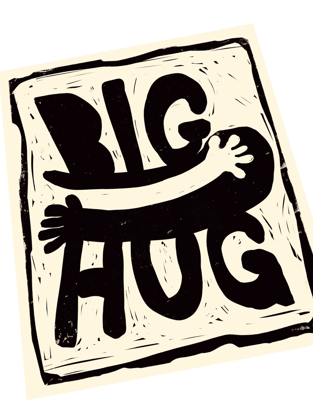Big Hug Print, Practice Radical Empathy, Be Kind, Lino Style ...