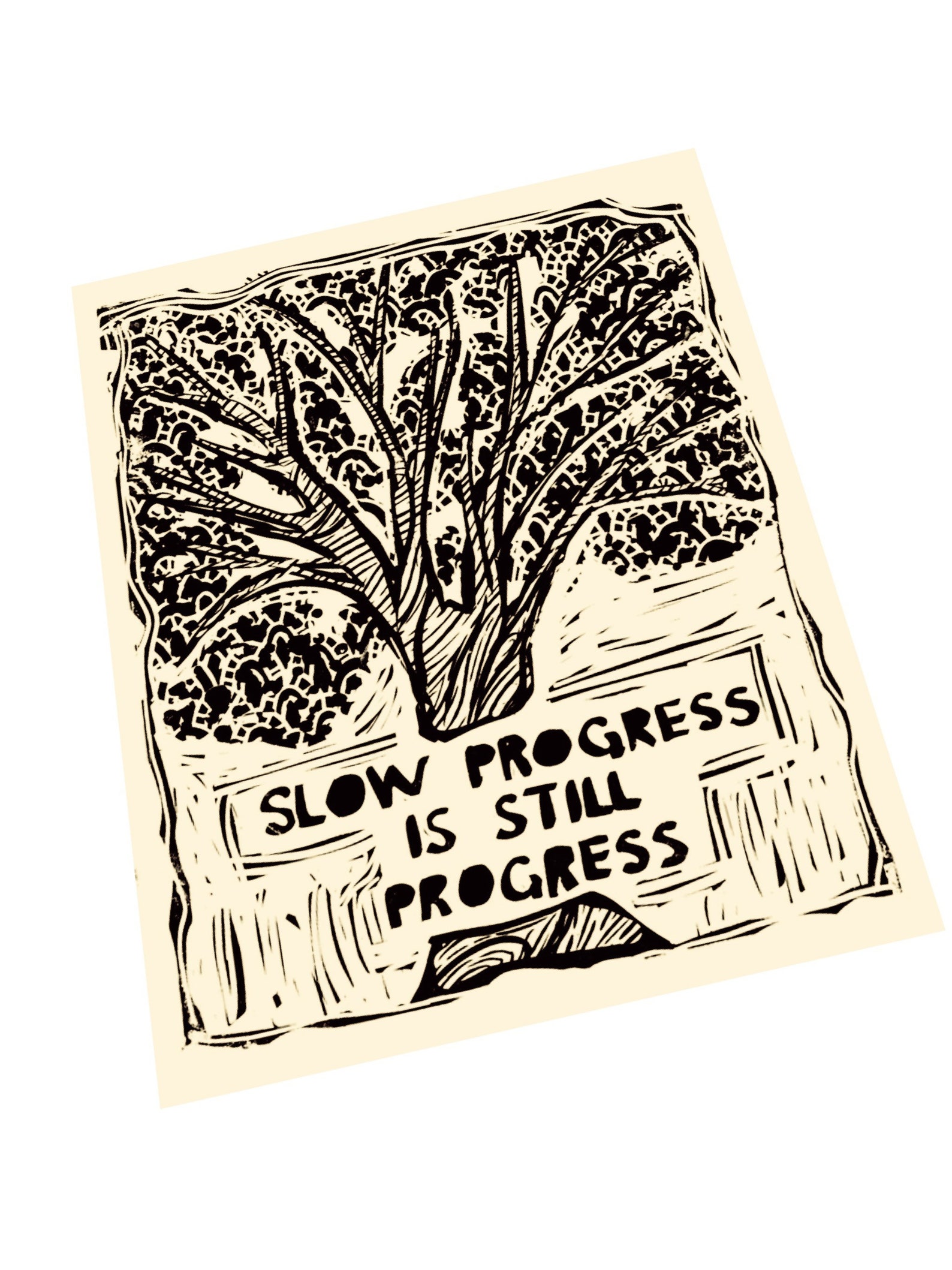 Slow Progress is Still Progress. Lino Style Illustration. Move Forward ...