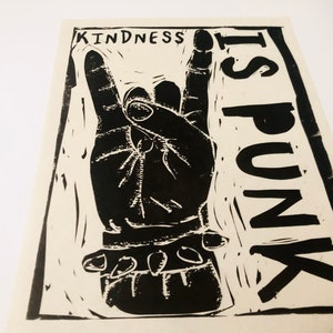 Kindness is Punk, Be Kind, Lino Style Illusration,, Block Style Print ...