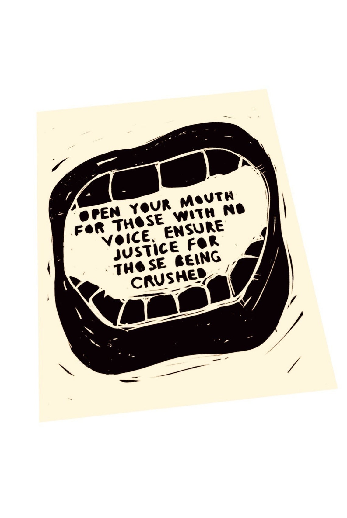 Speak for the Voiceless, Justice, Mouth, Primitive, Lino Print, Block ...