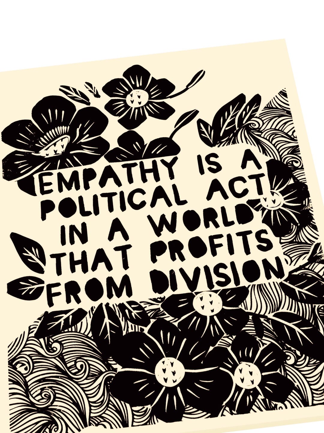 Empathy is Political, Lino Style Illustration, Block Style Print ...