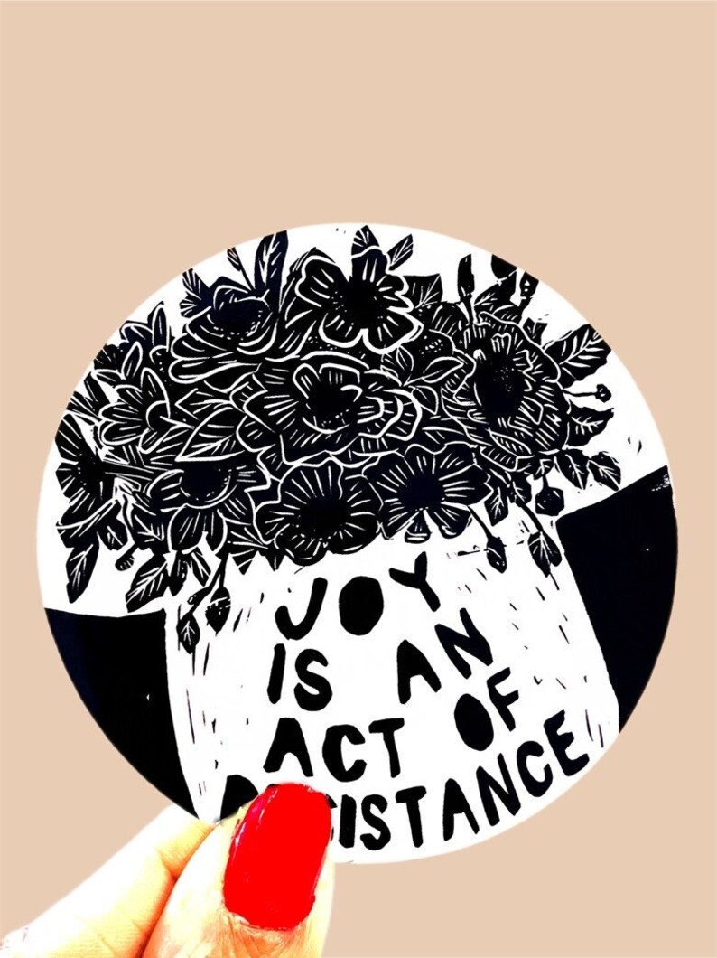 Joyful 3x3 Circle Sticker Nalgene Waterbottle Sticker Floral - Etsy