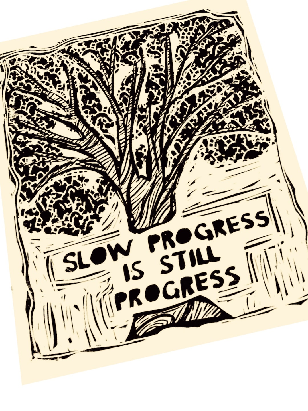 Slow Progress is Still Progress. Lino Style Illustration. Move Forward ...