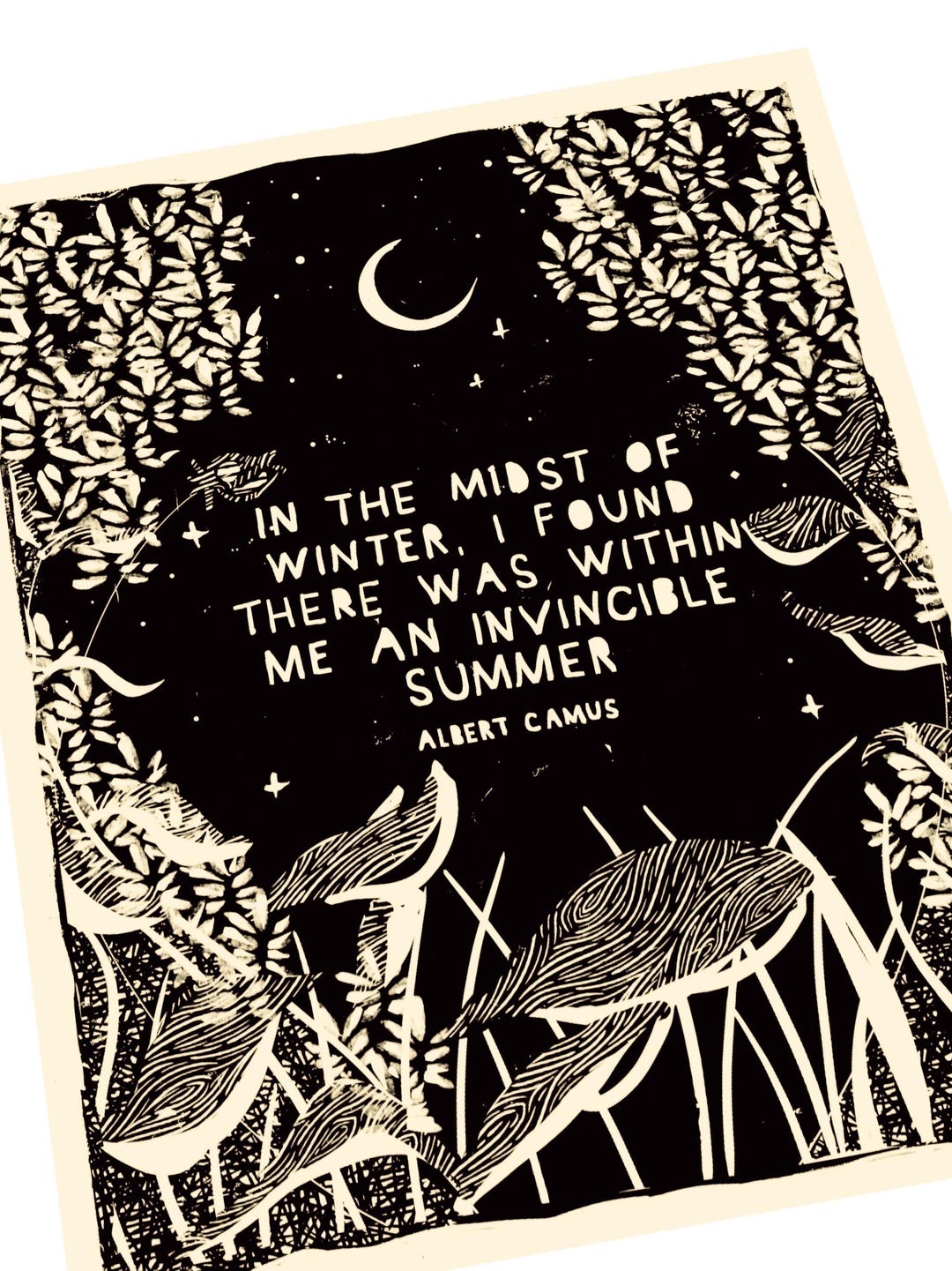 Albert Camus Quote, Invincible Summer, Block Style Print, Four Seasons ...