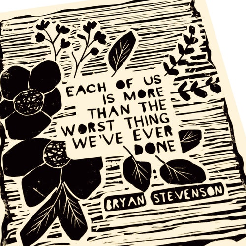 Bryan Stevenson Quote. Lino Style Illustration. Character - Etsy