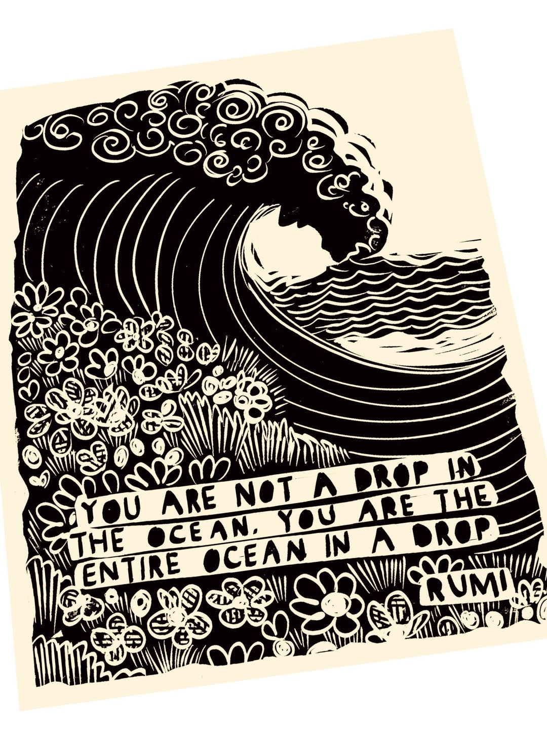 Rumi Quote Print Wall Art Poster, You Are Not a Drop in the Ocean, Wall ...