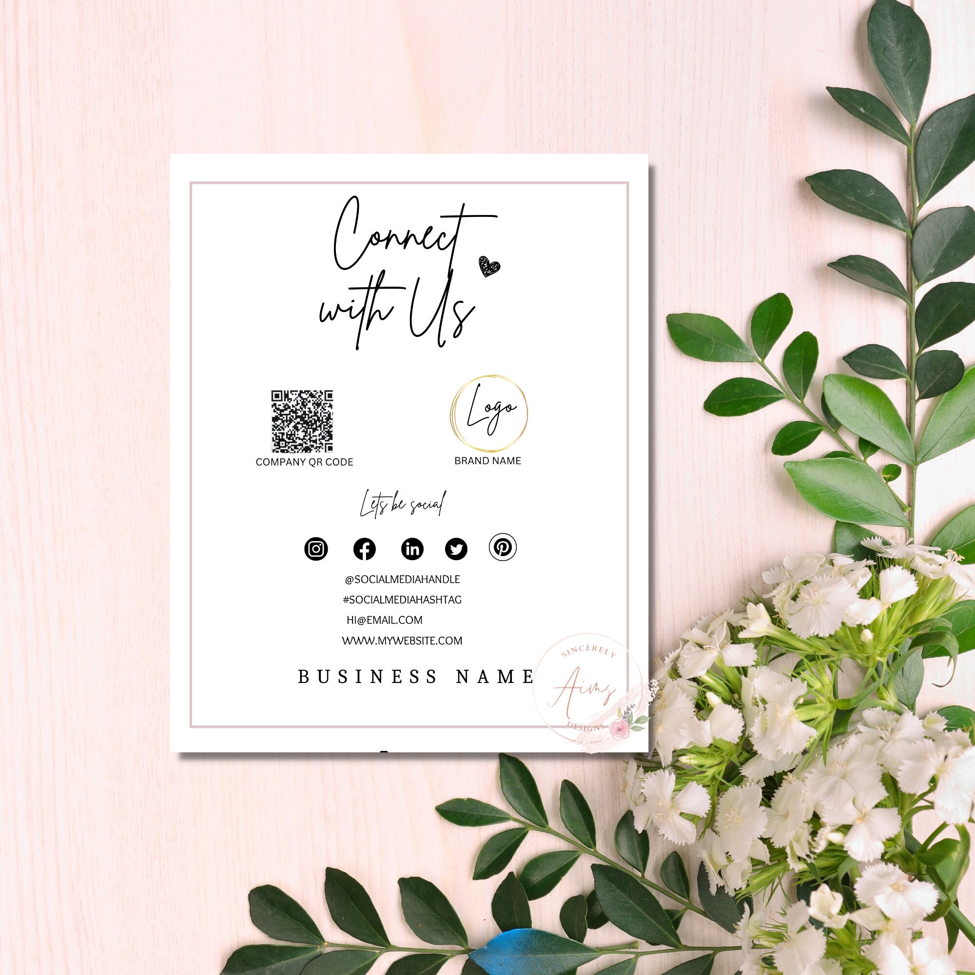 Social Media Sign Template, DIY Follow Us on Social Media, Small ...