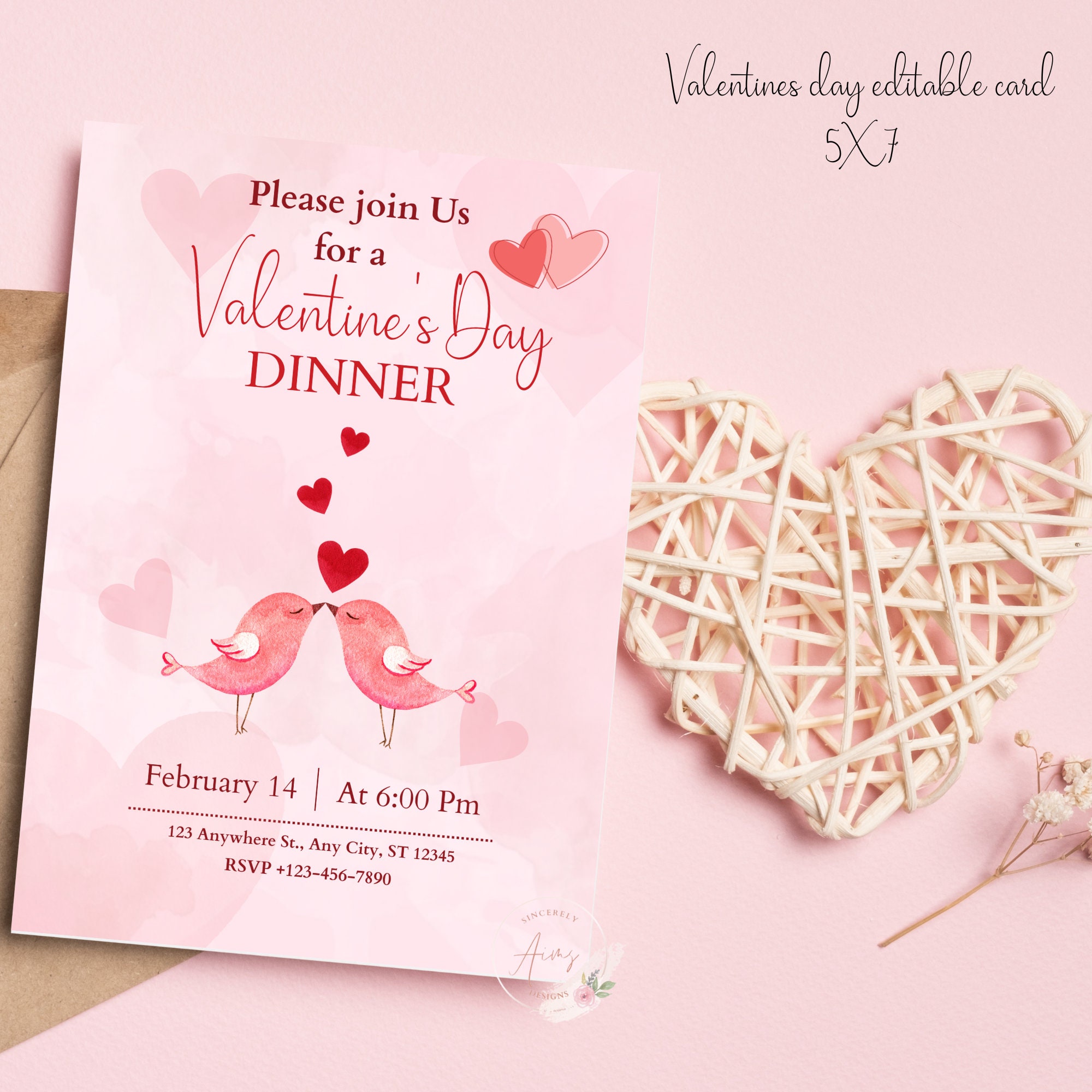 Editable Valentine Day Party Invitation, Heart Couples Party Invitation ...