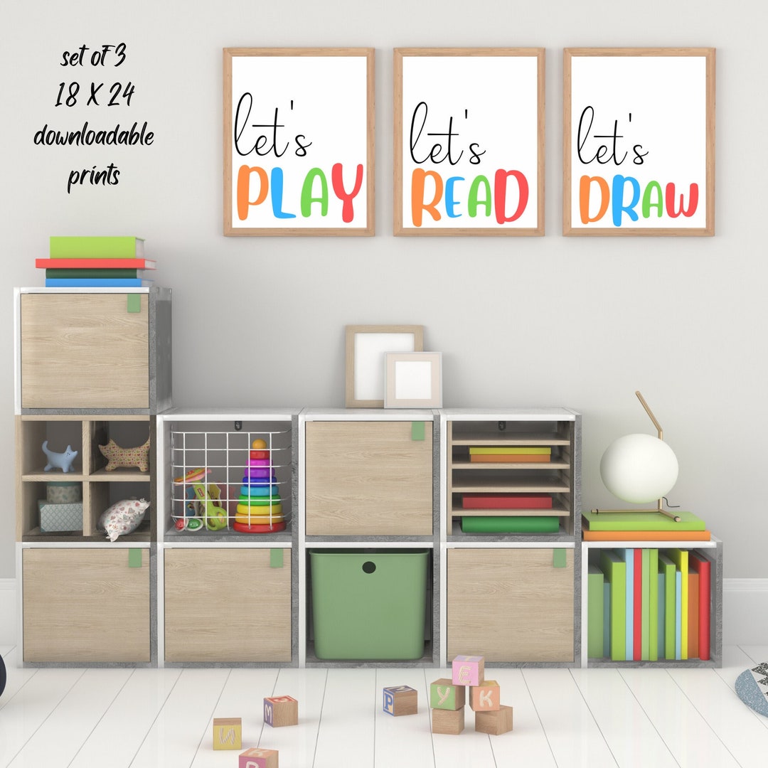Let's Read Let's Play Let's Draw Set of 3 Prints, PRINTABLE Wall Art ...