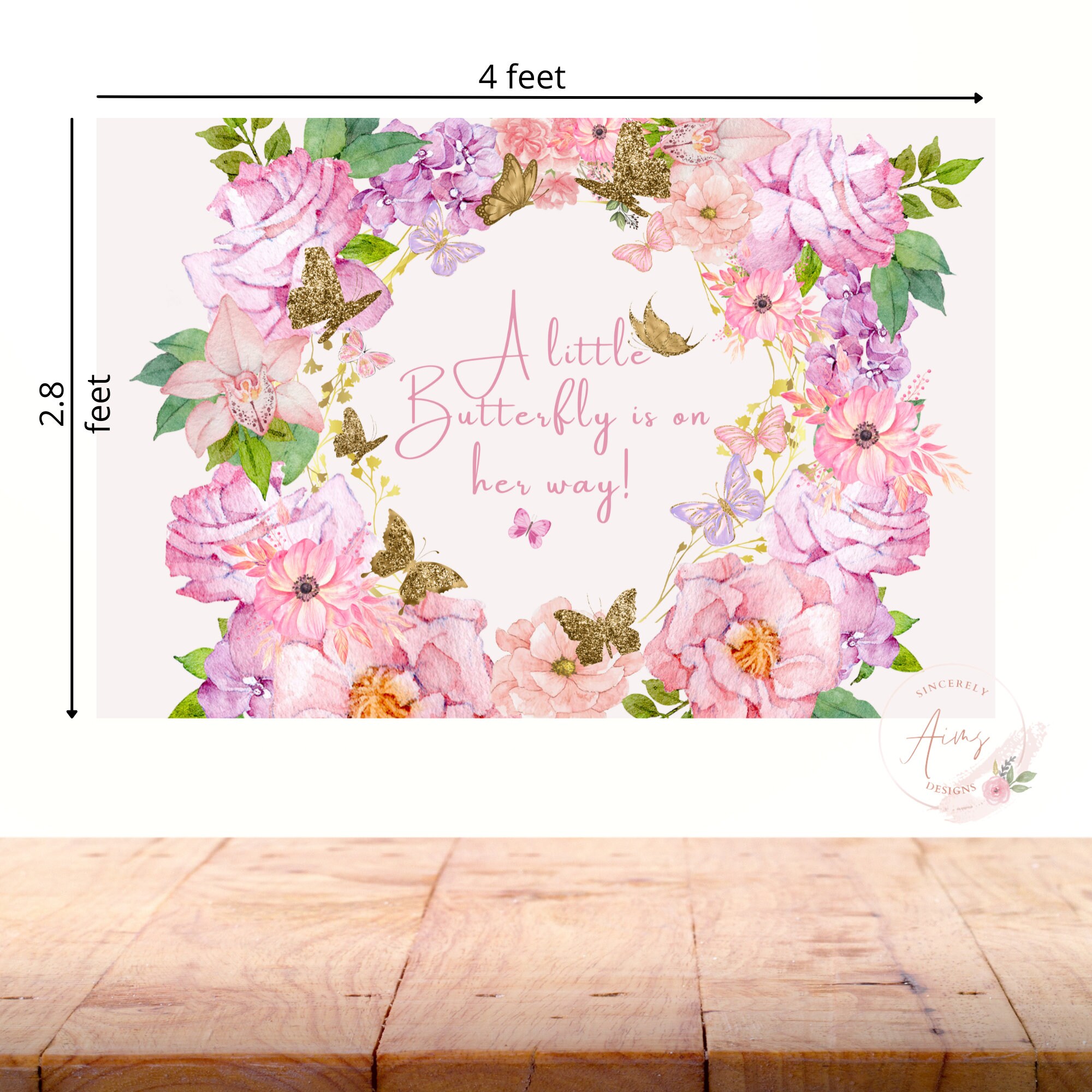 Butterfly Baby Shower Themed Backdrop, Pink Butterfly Digital Download ...