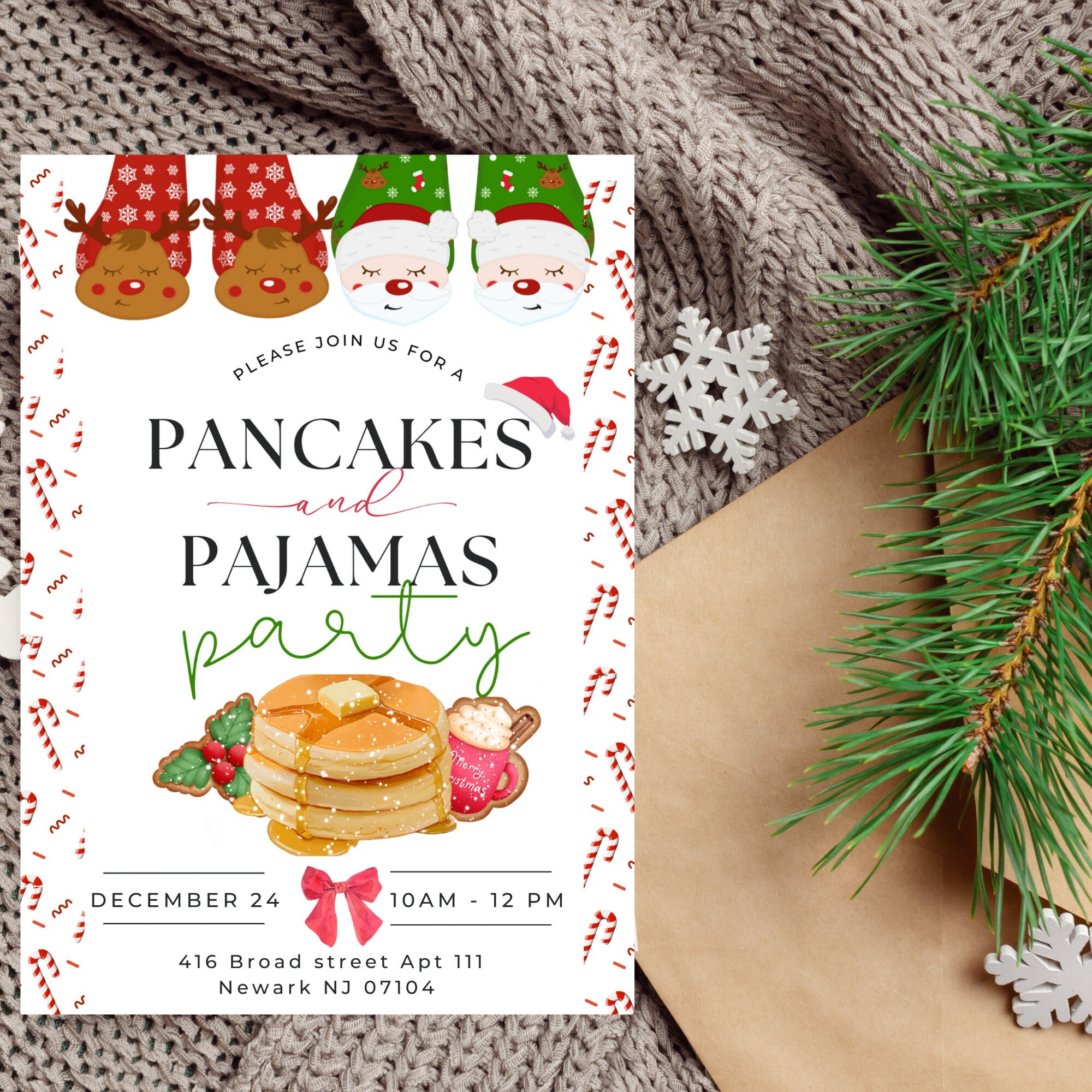 Crêpes et pyjamas Invitation fête de vacances Crêpes et pyjamas ...