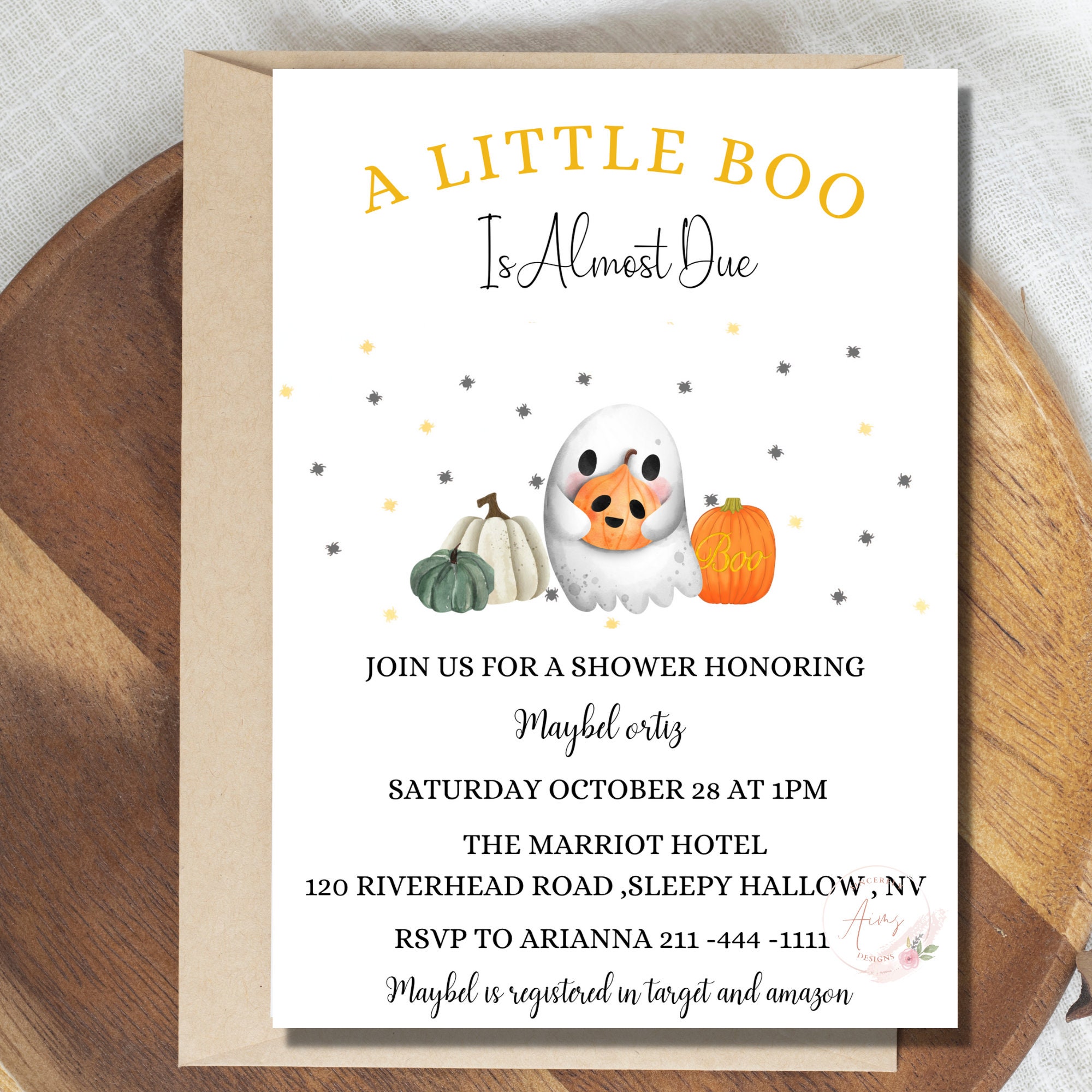 A Little Boo Baby Shower Invitation, Halloween Party Invite Template ...