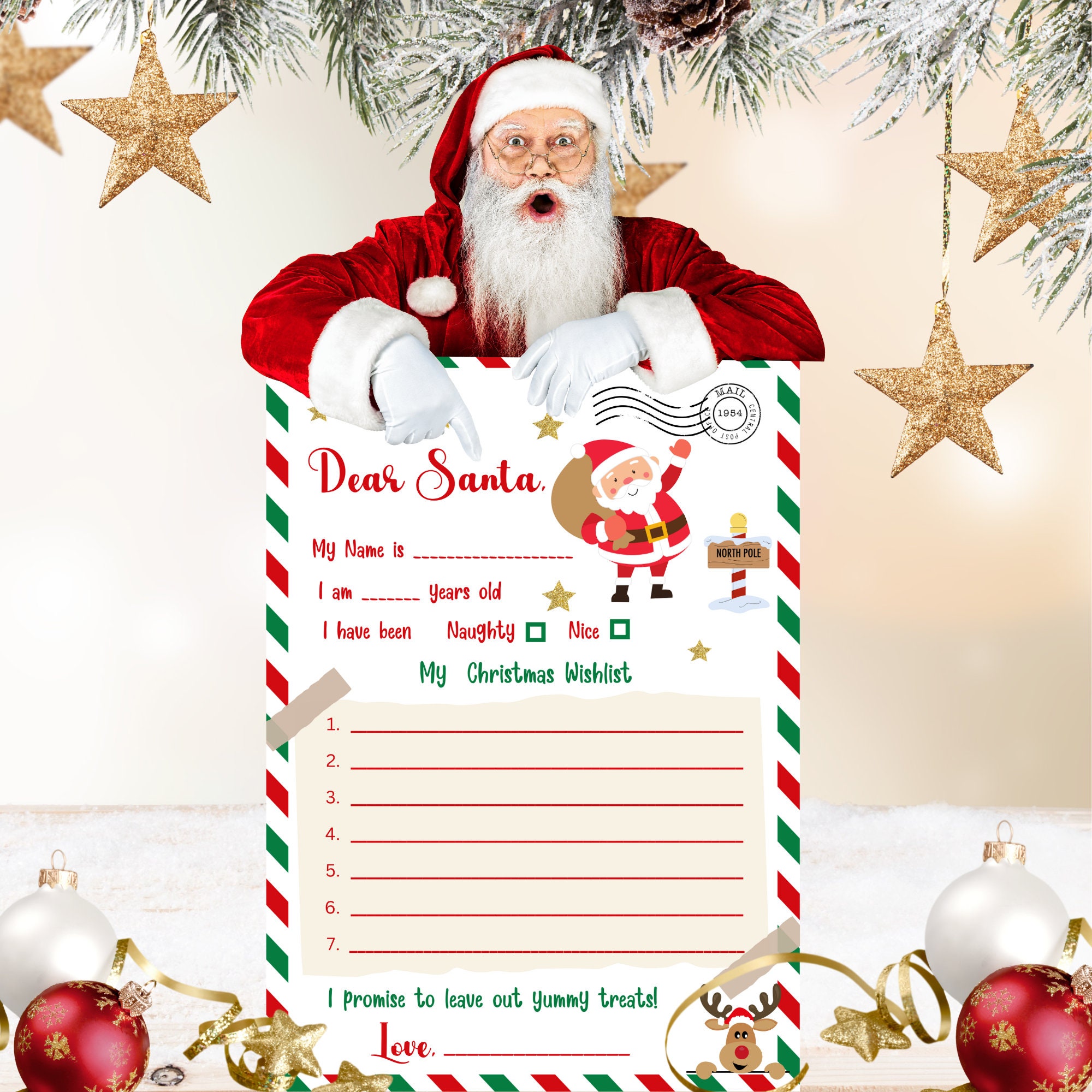 Letter to Santa Printable Easy to Print Letter to Santa Letter Instant ...