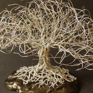 Twisted Aluminium Art Wire Tree Sculpture of Wind Willow on a Plaster ...