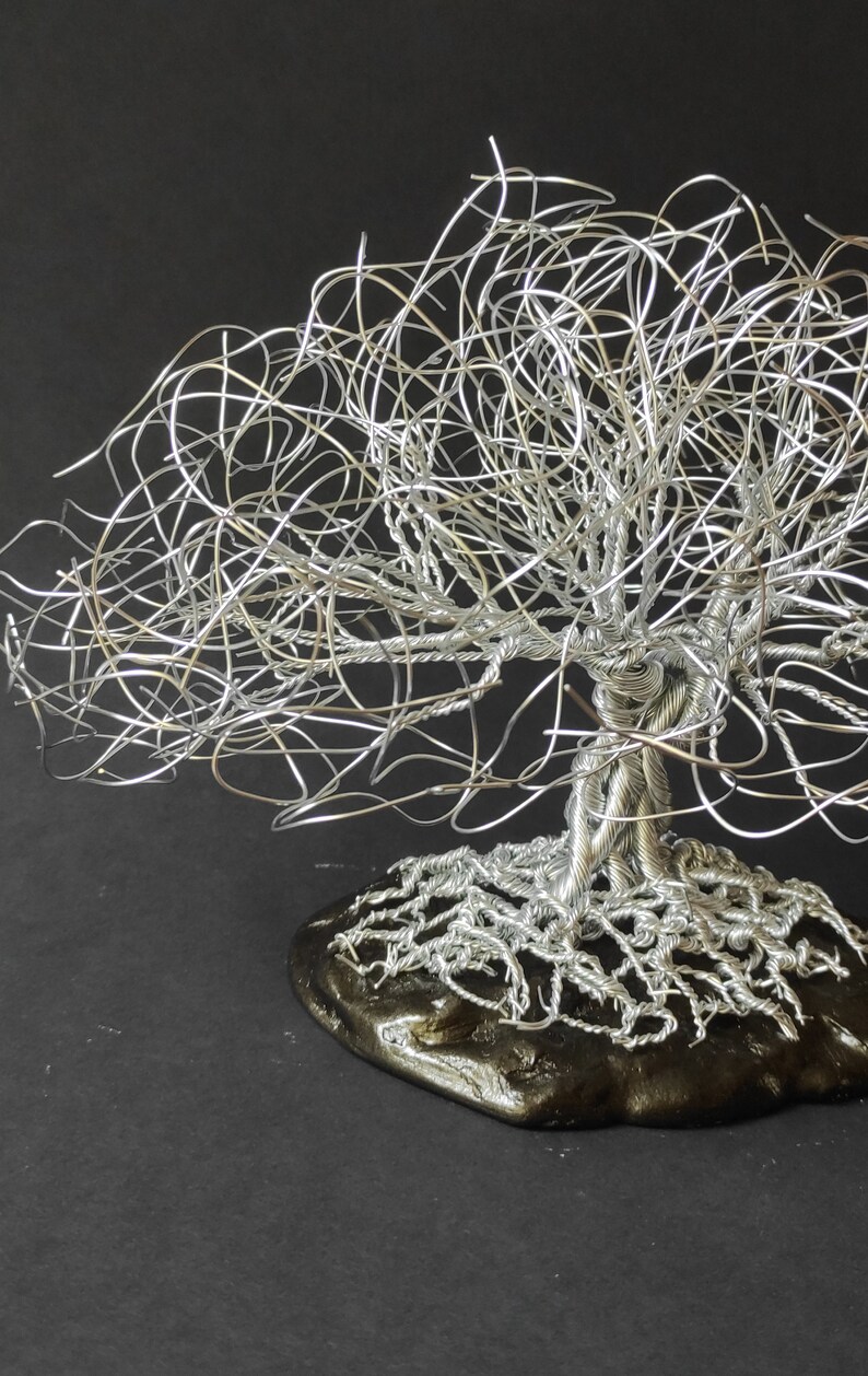 Twisted Aluminium Art Wire Tree Sculpture of Wind Willow on a Plaster ...
