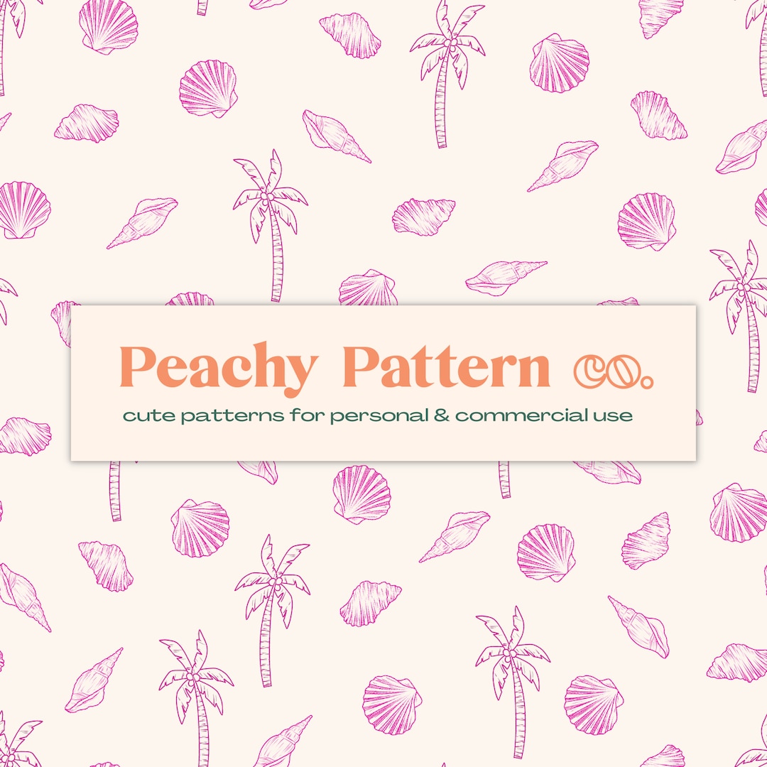 Pink Shell Tropical Beach Seamless Repeat Digital Pattern | Commercial ...