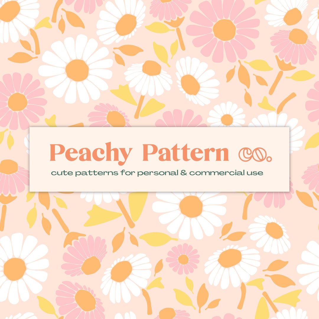 Pink Summer Daisy Flowers Floral Seamless Repeat Digital Pattern ...