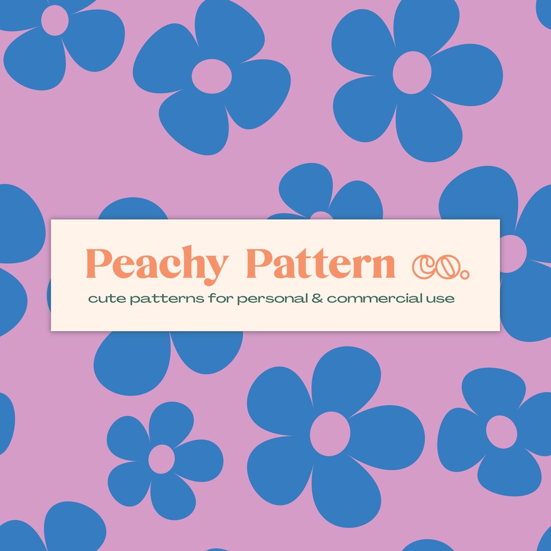 Retro Pink Blue Floral Flowers Seamless Pattern Repeating Pattern ...